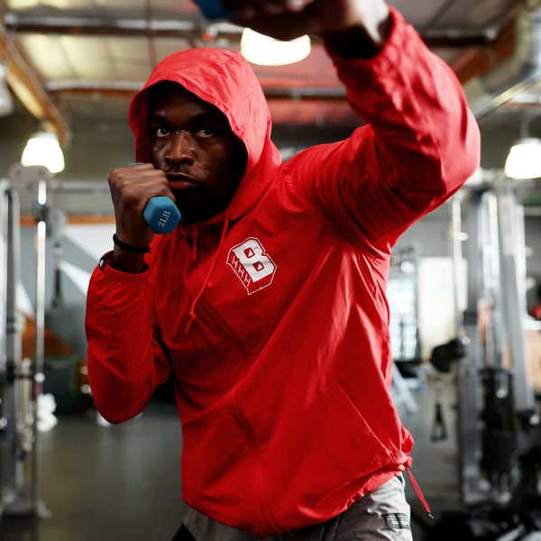 BRICKHOUSE BOXING CLUB HOODED ZIP UP WINDBREAKER – RED – Brickhouse ...